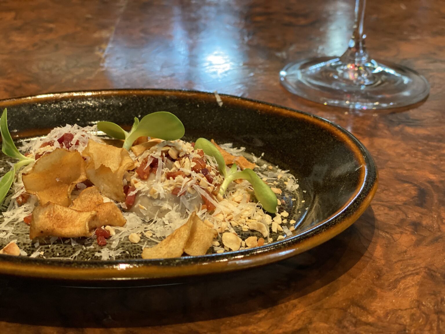 Sunchokes with Parmesan, Bacon, and Crispy Sunchoke